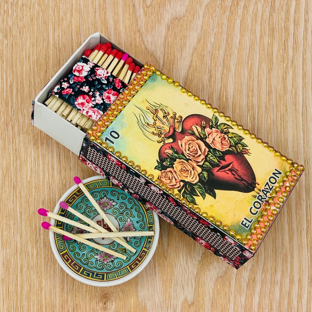El Corazon Matchbox, Sacred Heart, Matches, Mexican Art, Candle Present ...