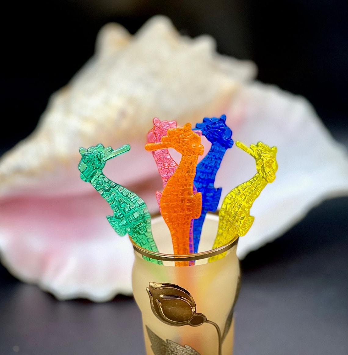 5 Seahorse Mermaid Stir Sticks Pack Swizzle Sticks for - Etsy