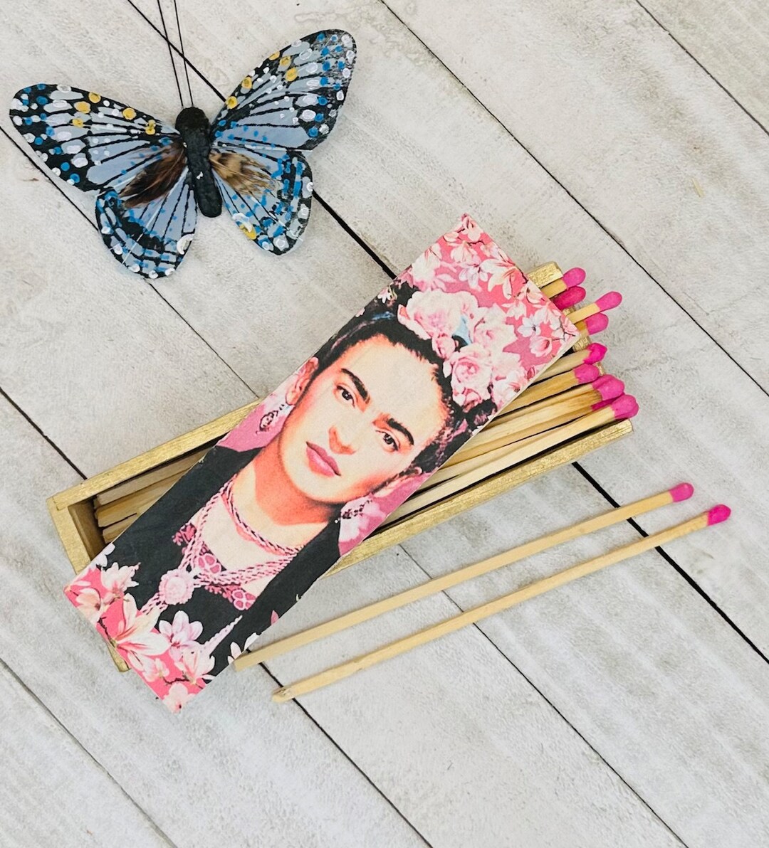 Frida Kahlo Wooden Pink Matchbox, Frida Fan, Beautiful Wooden Fireplace ...