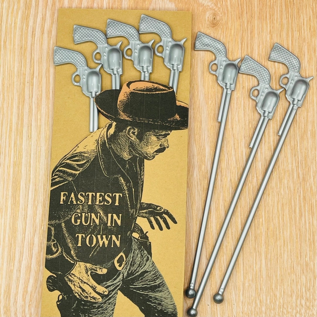 Western Revolver Swizzle Sticks, Gun Cocktail Stirrers, Bar Cart Decor ...