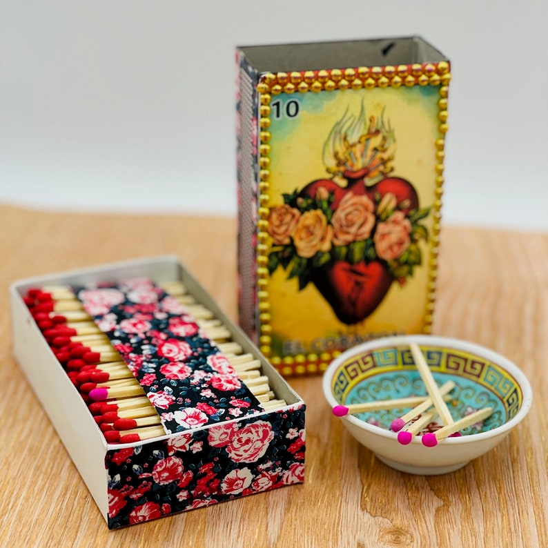 El Corazon Matchbox, Sacred Heart, Matches, Mexican Art, Candle Present ...