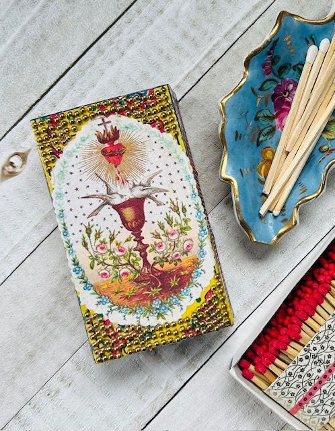 Sacred Heart Matchbox, Corazon, Religious Art, Candle Present, Up ...