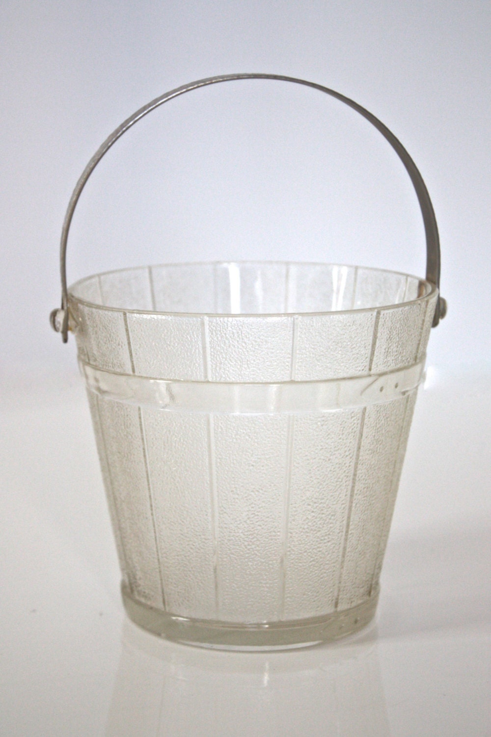 Vintage 1960s Glass Ice Bucket Embossed Glass Table Wine Or Champagne Bottle Chiller