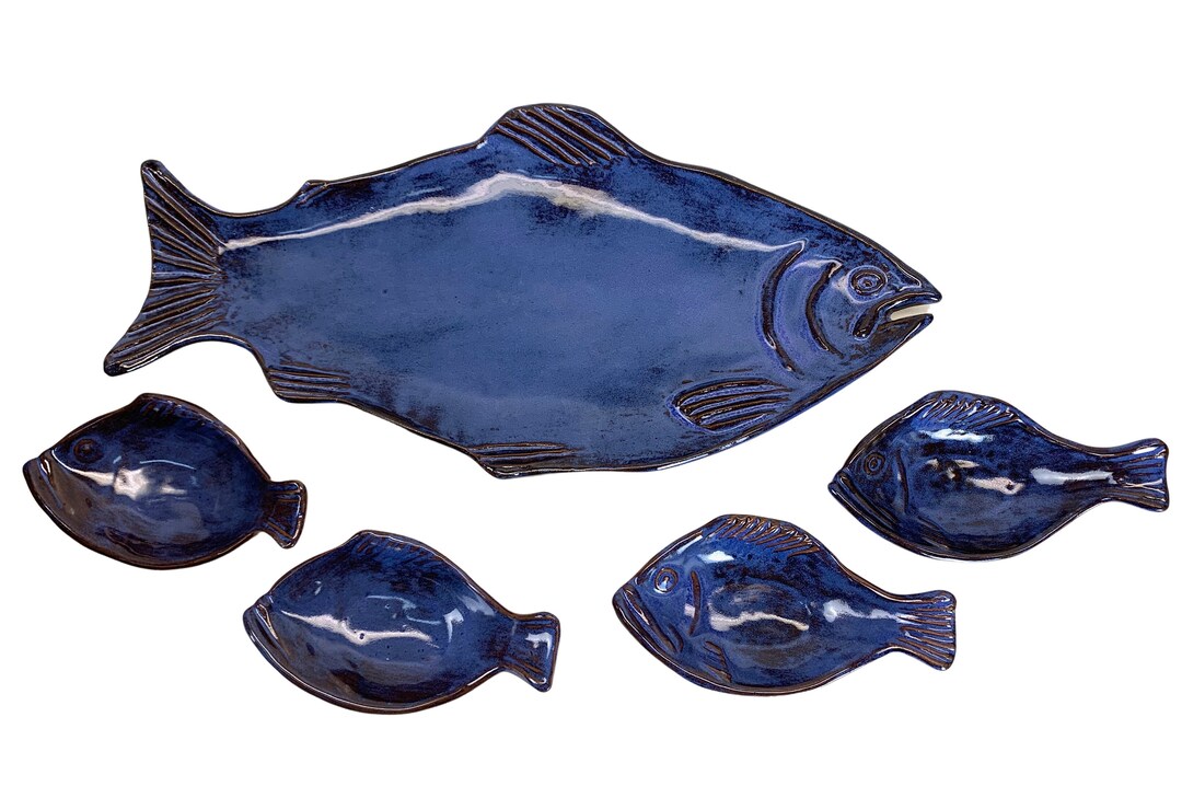 Thora Terracotta Fish Platter & Dipping Bowls S/5 - Etsy