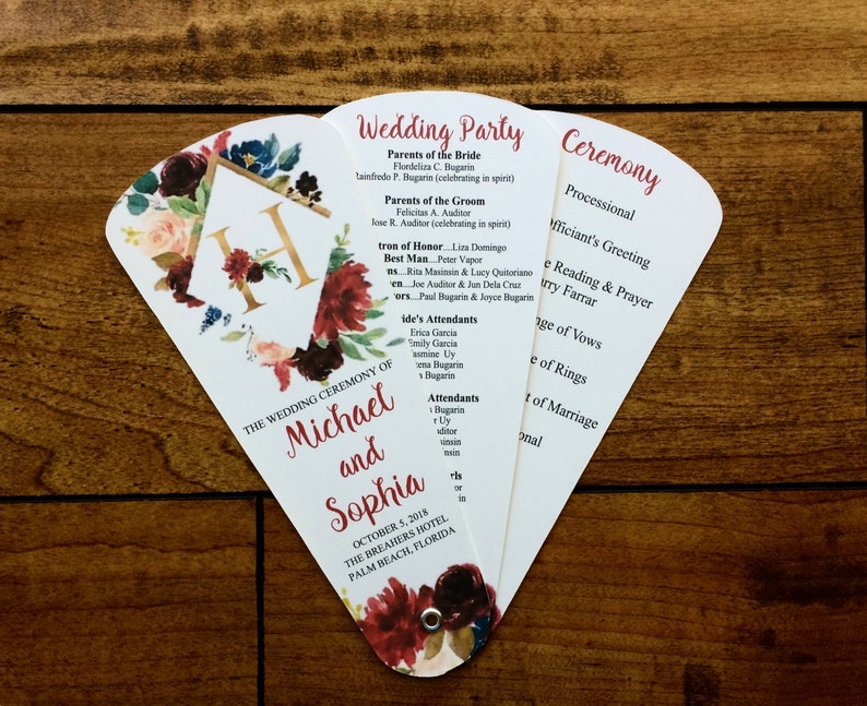 Wedding Program Fan Program Fans Petal Fans Wedding Fans - Etsy