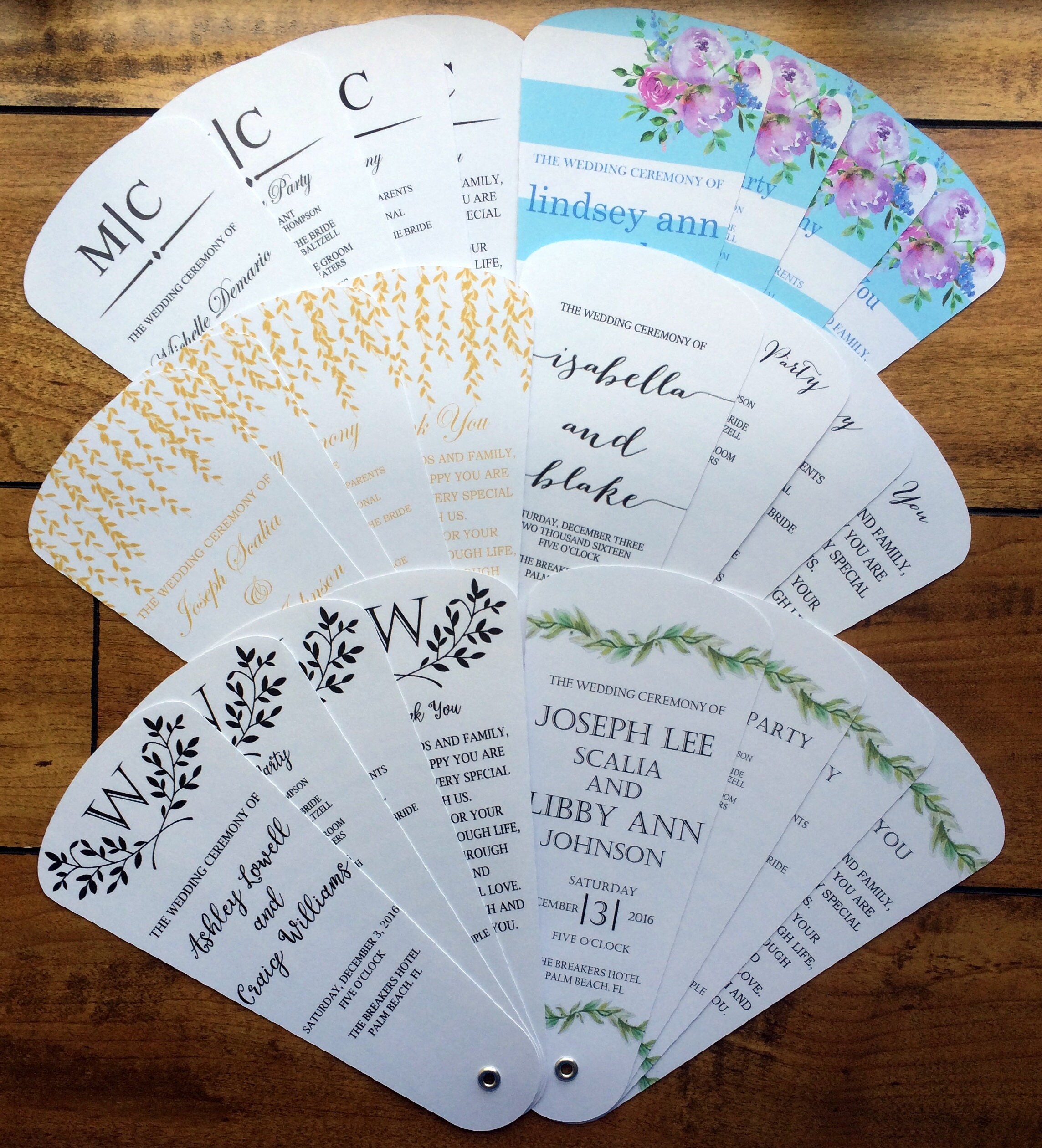 Wedding Program Fan Petal Fan Programs Program Fan Wedding | Etsy