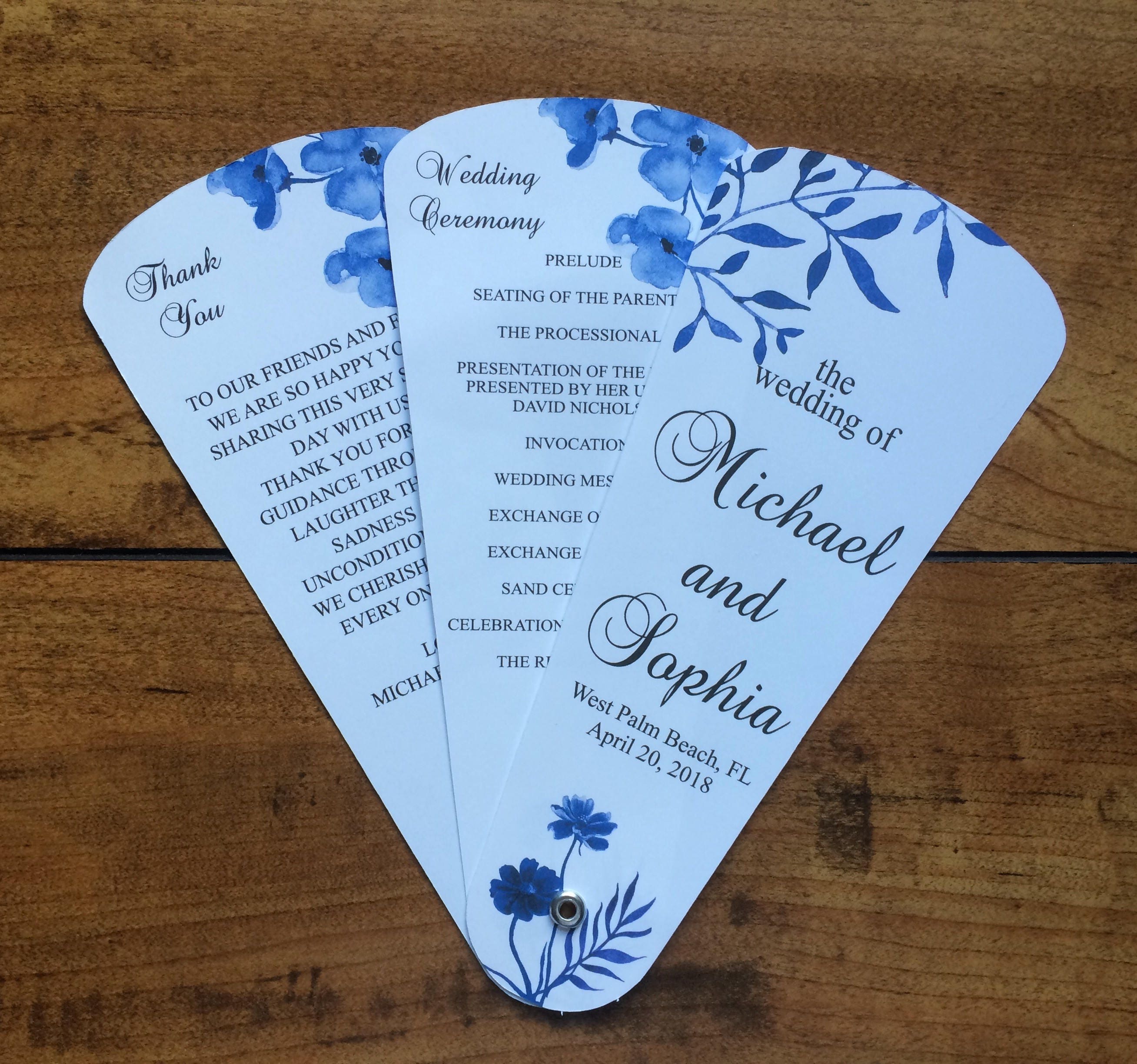 Wedding Program Fans Program Fan Wedding Fan Program Petal | Etsy