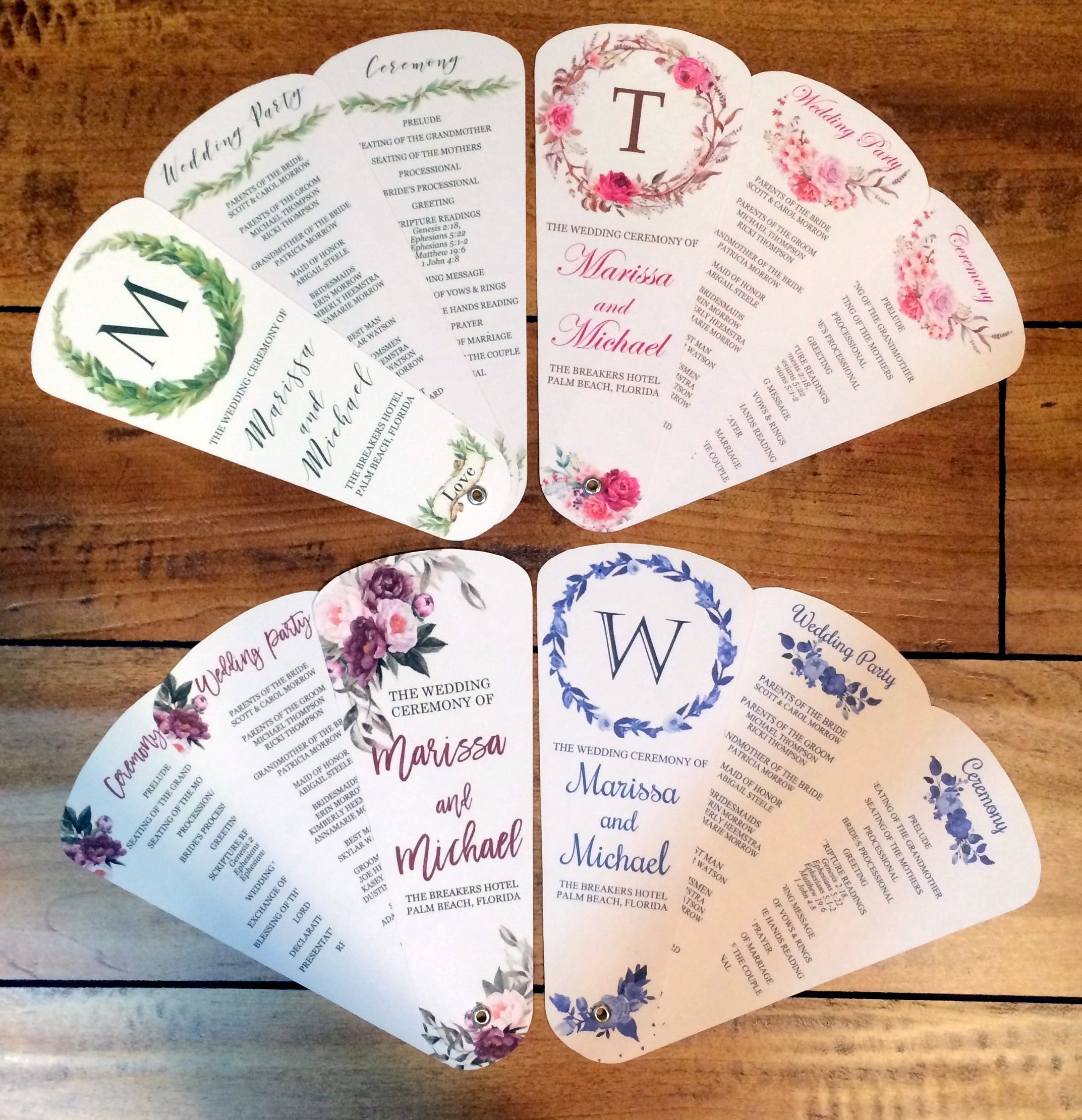 Wedding Program Fans Program Fan Wedding Fan Program Petal | Etsy