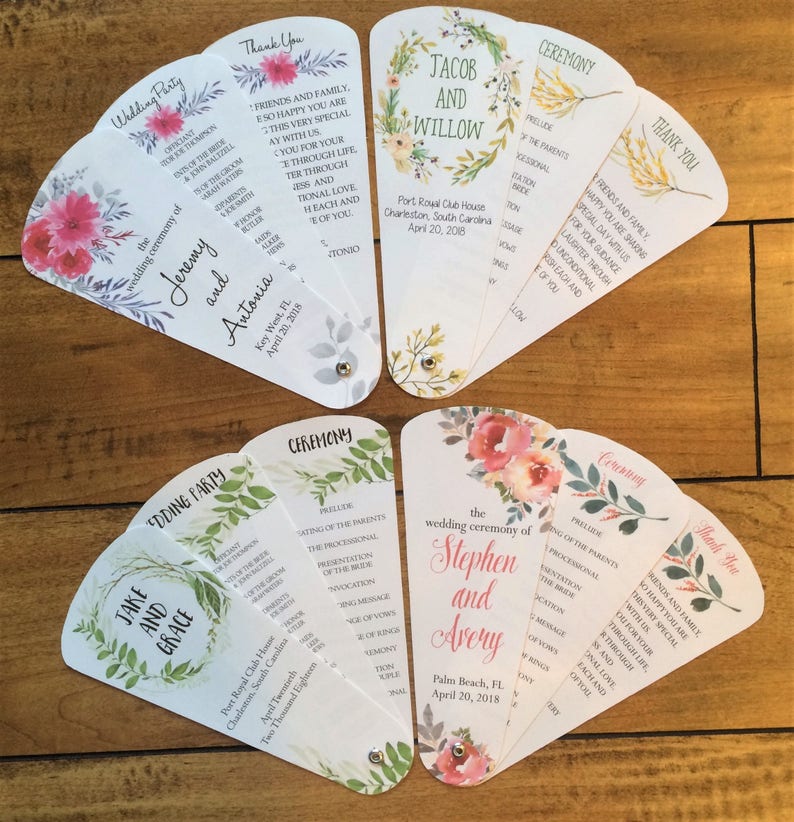 Wedding Program Fan Wedding Fan Program Petal Fan Programs - Etsy