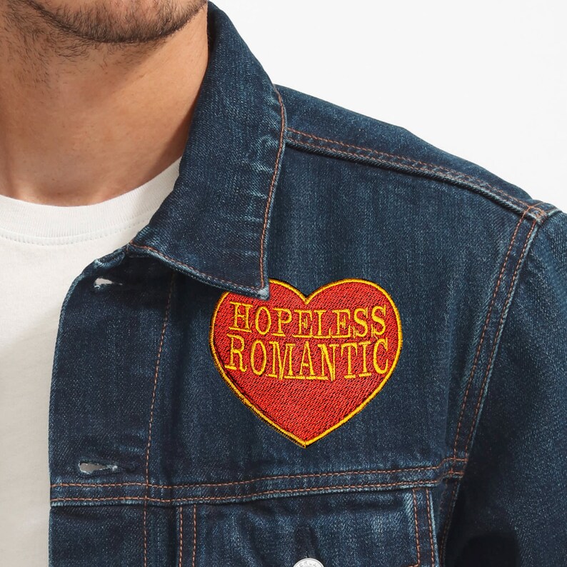 Hopeless Romantic Patch Heart Love Craft Cute Indy Red and Gold - Etsy