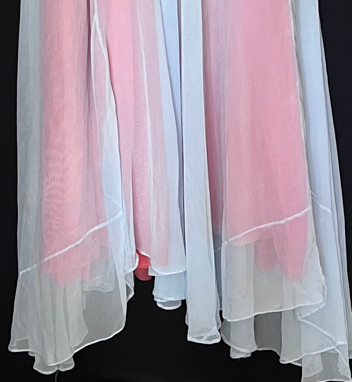 1950s Shimmering Pink / Blue Multi Layered Ball Gown, Fabulous Portrait ...
