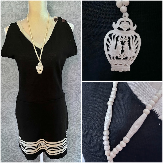 1920s, 1930s Faux Ivory, French Ivory, Long Carved Ne… - Gem