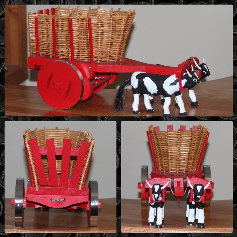 Large Bull and Pulled Cart - Etsy