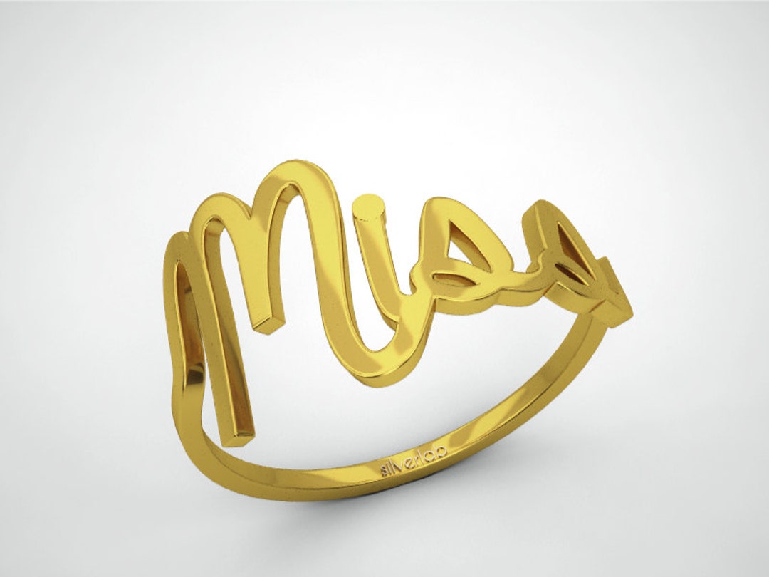 Miss Ring, Stackable Sterling Silver Word Ring, Gold Dipped MISS Ring ...