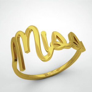 Miss Ring, Stackable Sterling Silver Word Ring, Gold Dipped MISS Ring ...