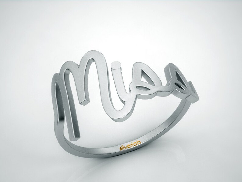 Miss Ring Stackable Sterling Silver Word Ring Gold Dipped | Etsy