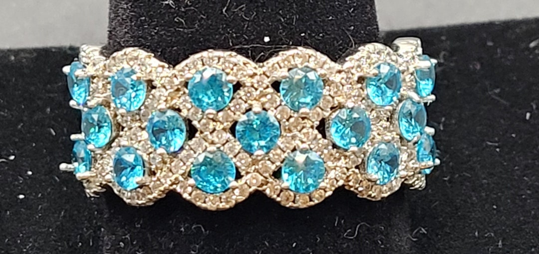 Large JTV Blue Topaz and Silver Cocktail Ring - Etsy