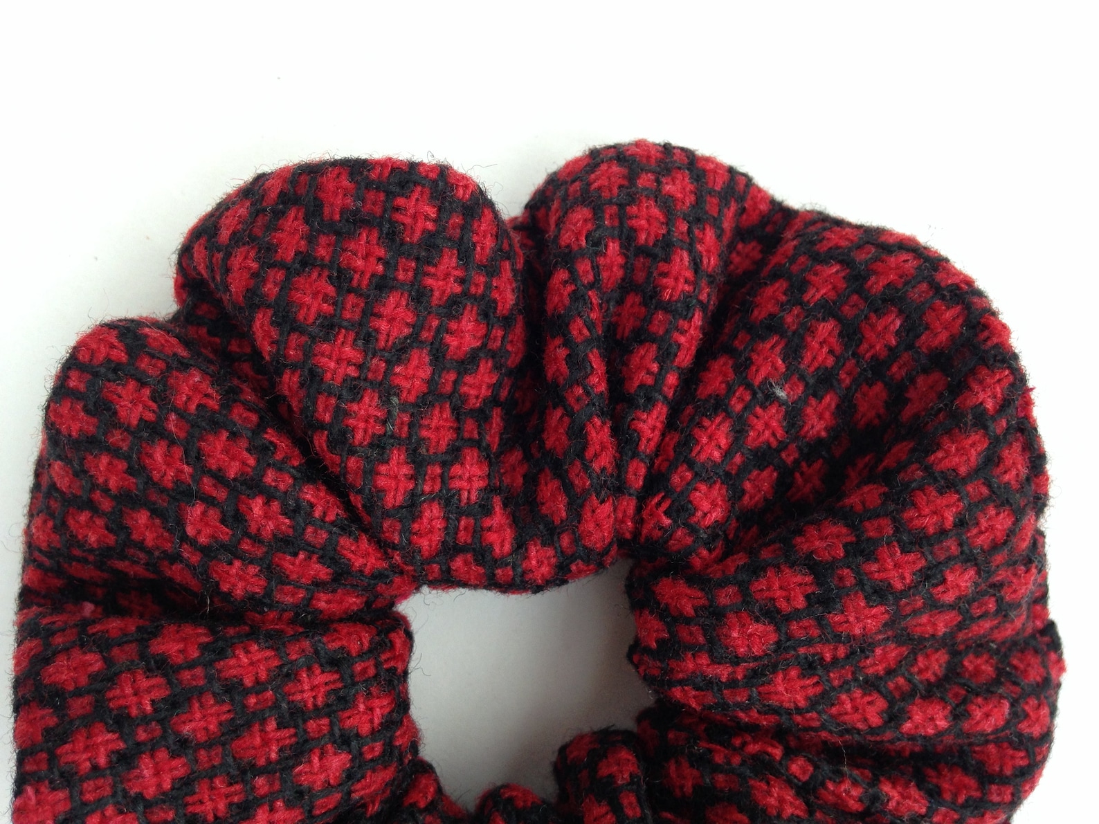 Red Wool Scrunchie With Art Deco Pattern, Zero Waste Gifts for Women ...