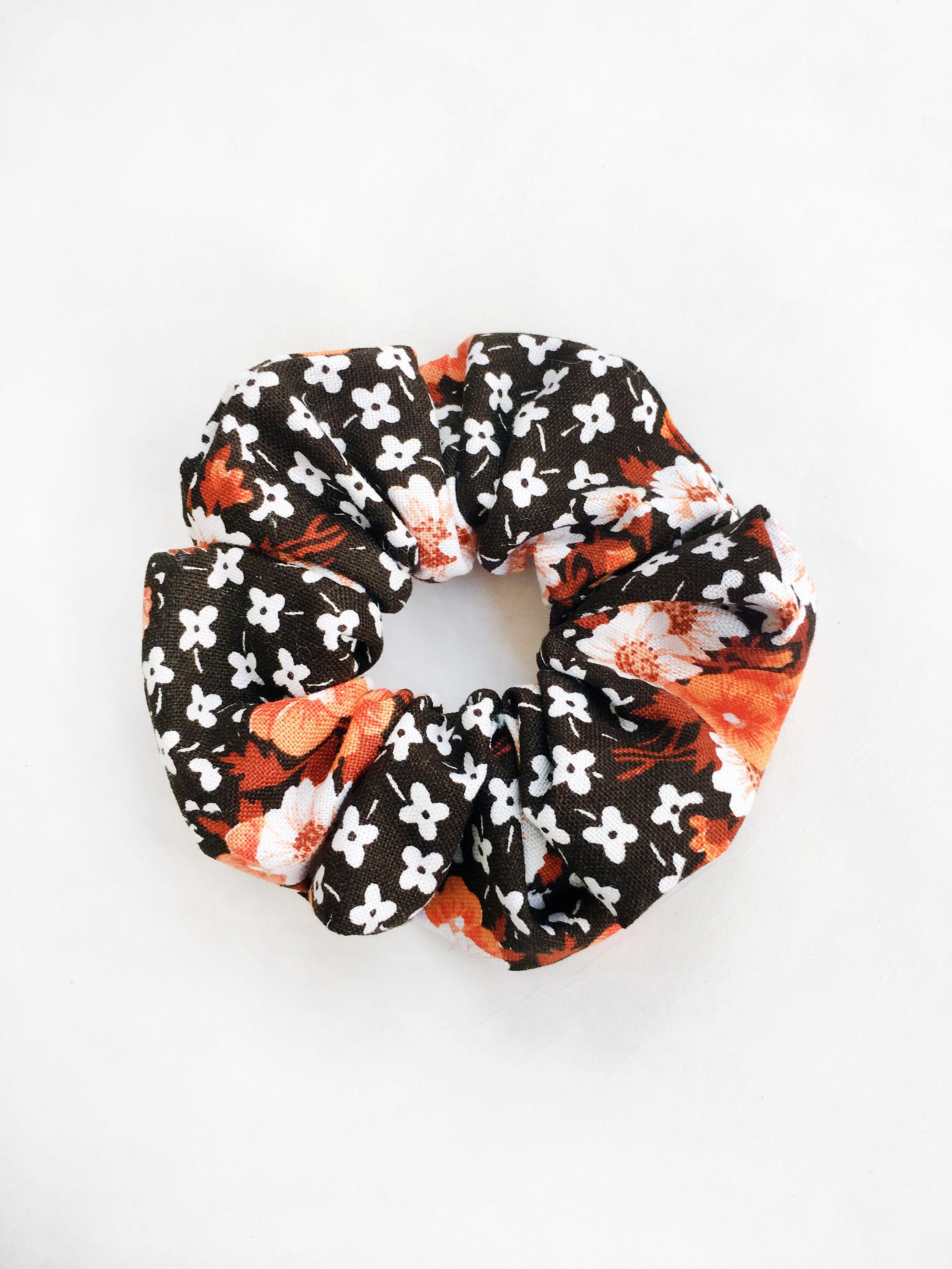 Brown & Orange Floral Scrunchie Ditzy Fall Scrunchie Autumn - Etsy