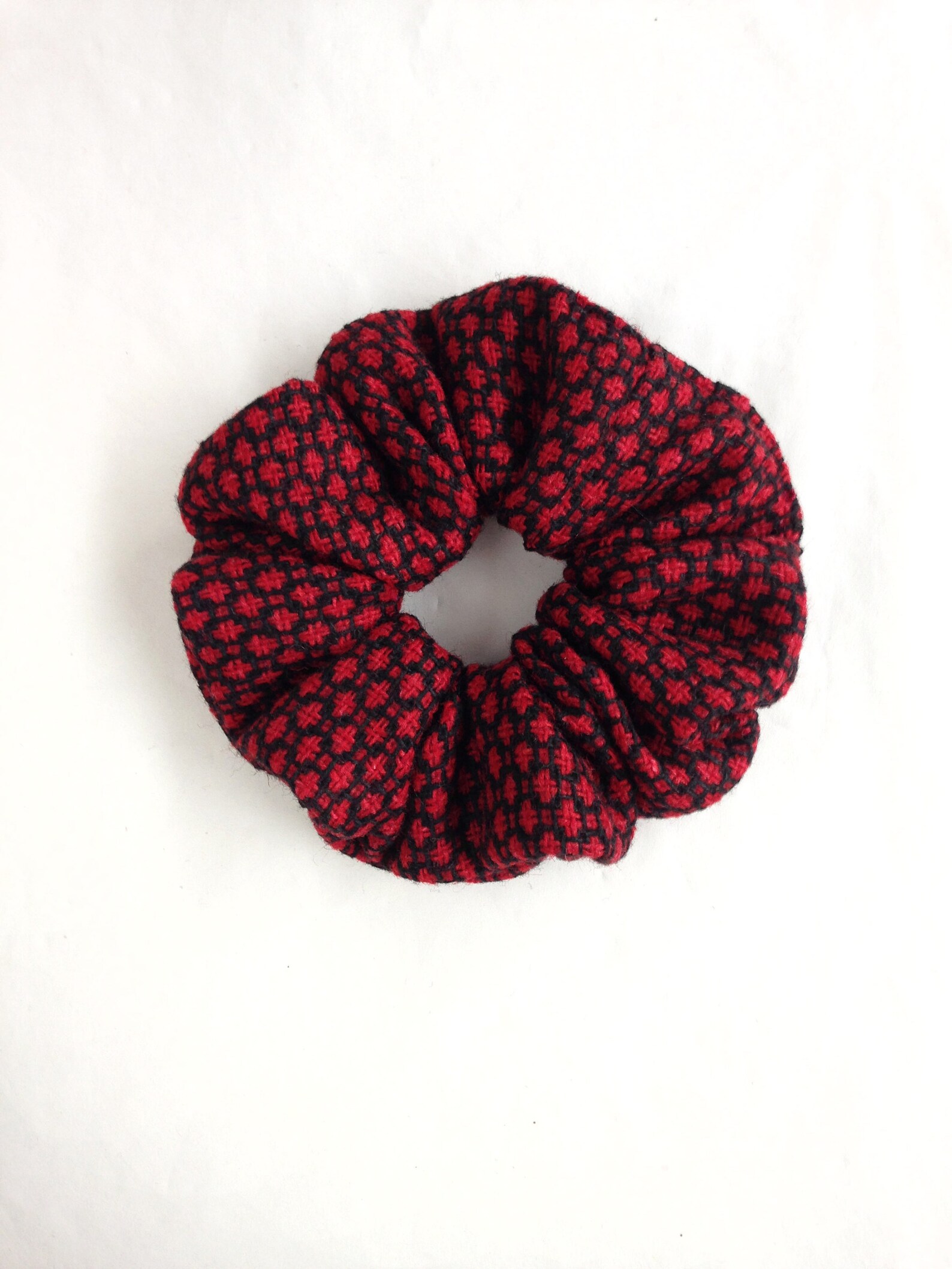 Red Wool Scrunchie With Art Deco Pattern, Zero Waste Gifts for Women ...