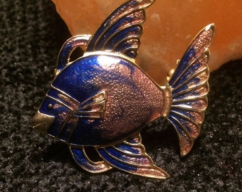 Enamel fish brooch | Etsy