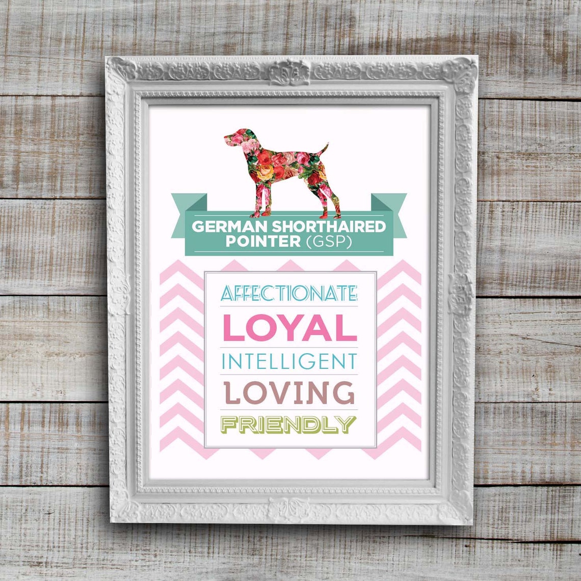 German Shorthaired Pointer Floral Printable Wall Art Instant Digital ...