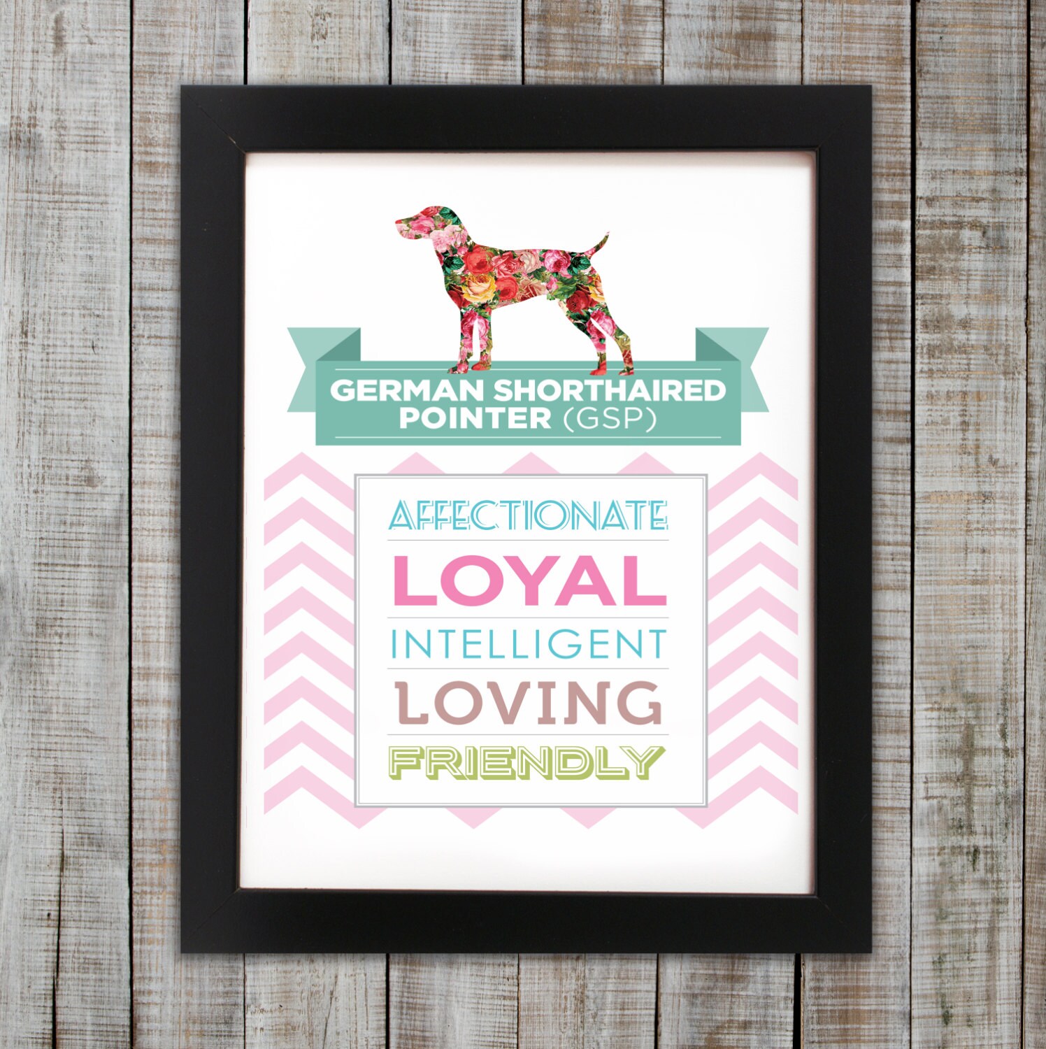 German Shorthaired Pointer Floral Printable Wall Art Instant Digital ...