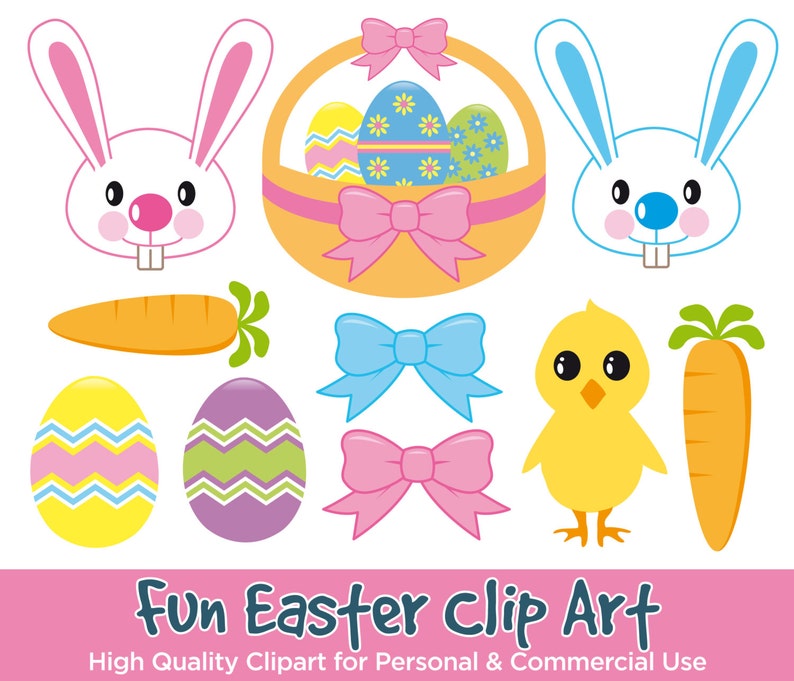 Easter Fun Clipart Digital Clip Art Graphics for Personal or Commercial Use - Etsy