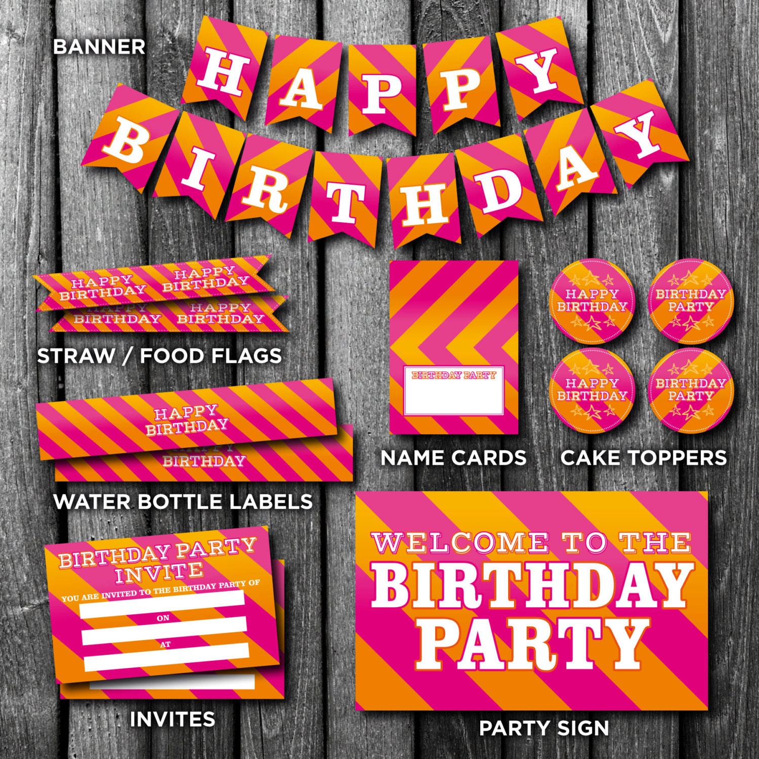 INSTANT DOWNLOAD Birthday Party Pack Instant Download - Etsy