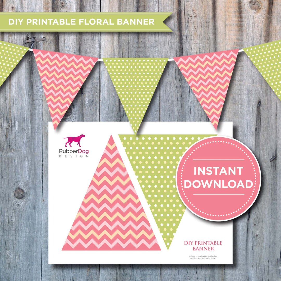 INSTANT DOWNLOAD Chevrons & Polka Dots Banner Printable Flag - Etsy