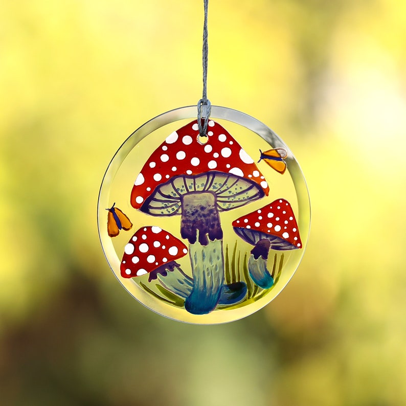 Hand Painted Mushrooms Glass Suncatcher Amanita Muscaria | Etsy Hand Painted Mushrooms Glass Suncatcher Amanita Muscaria | Etsy