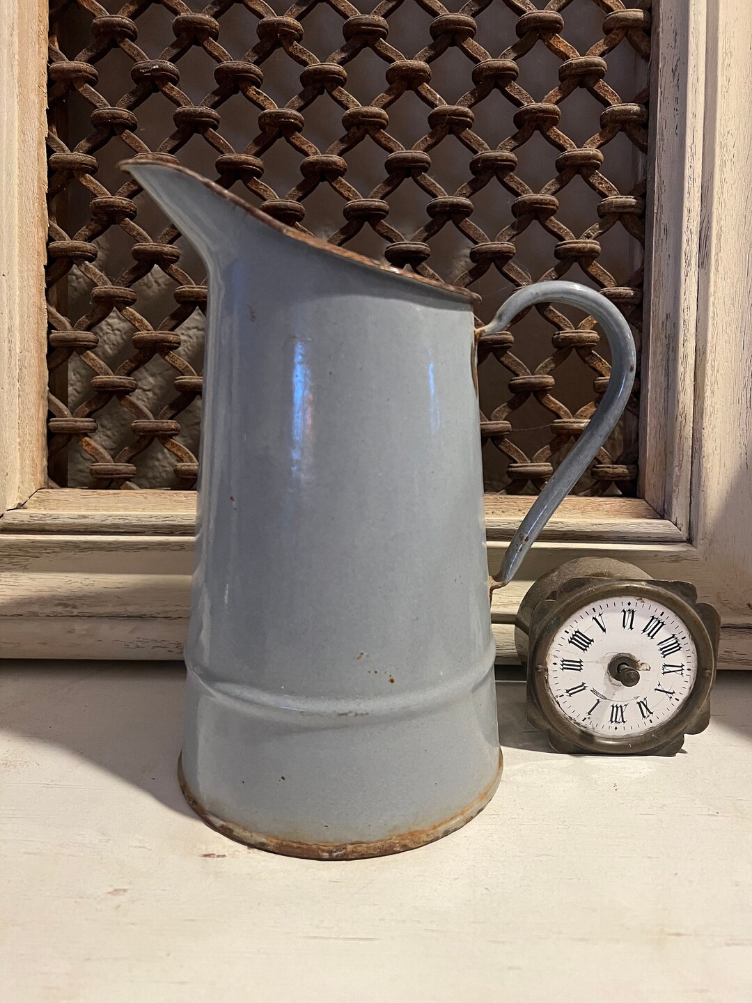 Vintage French Enamel Body Pitcher in a Fabulous Grey Color Rare! - Etsy