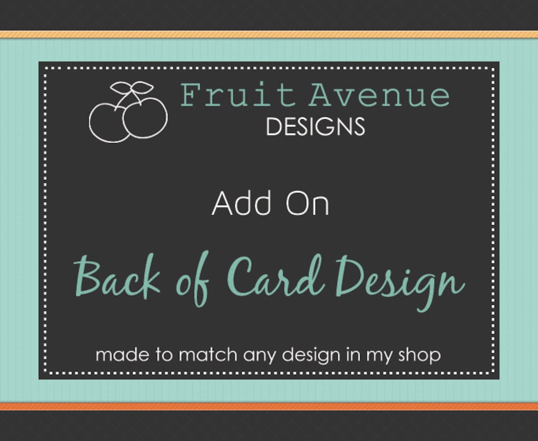 DIY Printable Back of Card Design Matching Add On - Etsy