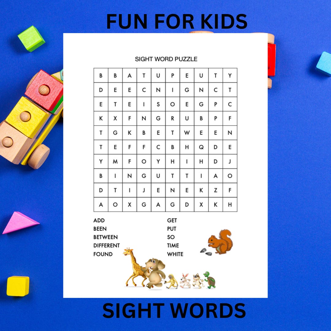 Word Search for Kids - Sight Words Printable Worksheets - Pre-k ...