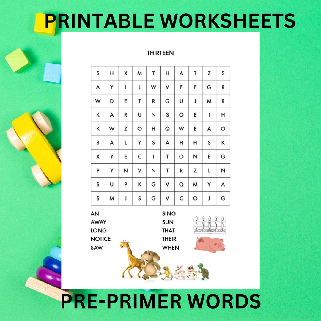 Word Search for Kids - Sight Words Printable Worksheets - Pre-k ...