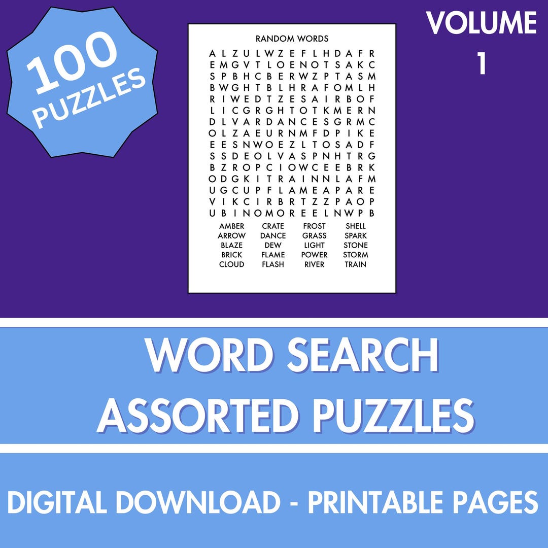 Word Search Puzzle | 100 Printable Puzzles for Kids and Adults ...