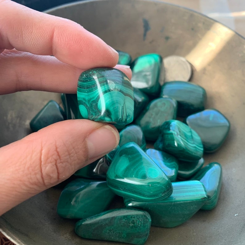 Authentic Malachite Tumbled Stones Crystals - Etsy