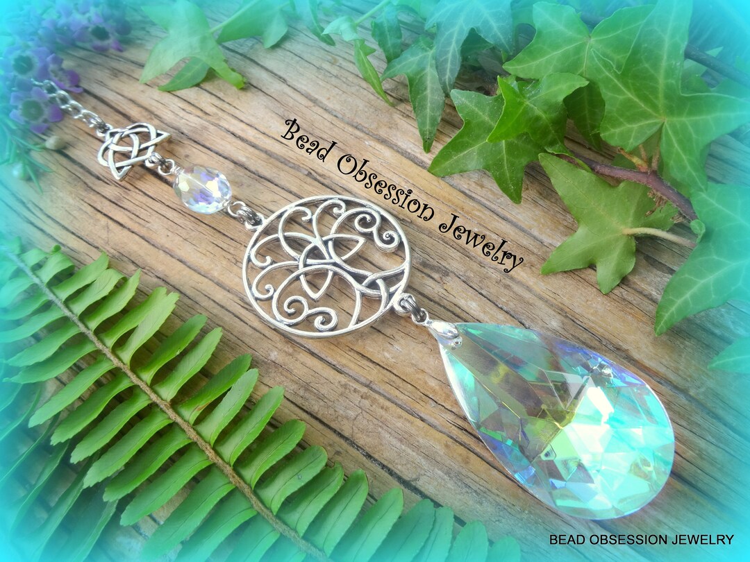 Silver Crystal Tree of Life Hanging Ornament; Indoor Suncatcher; Silver ...