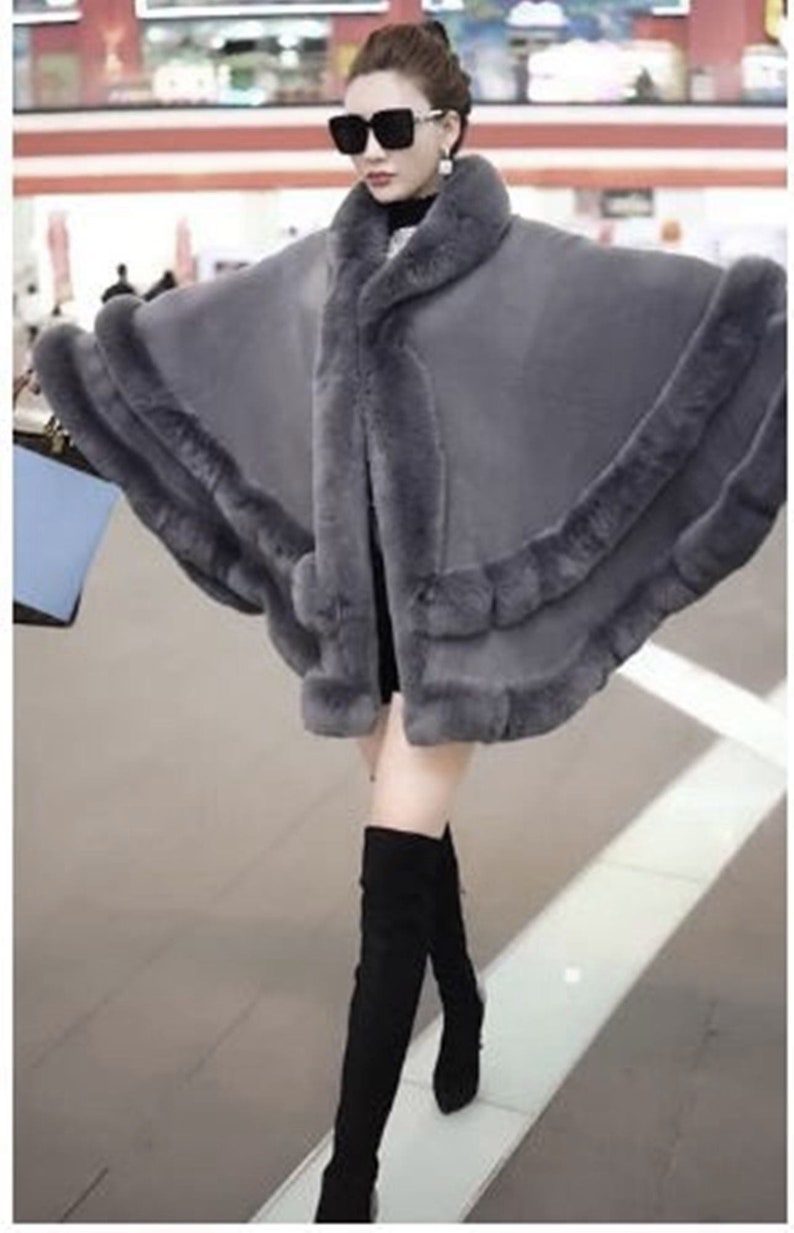 Faux Fur Cape-cape-capes-cashmere Capes-cashmere Cape With Fur Trim ...