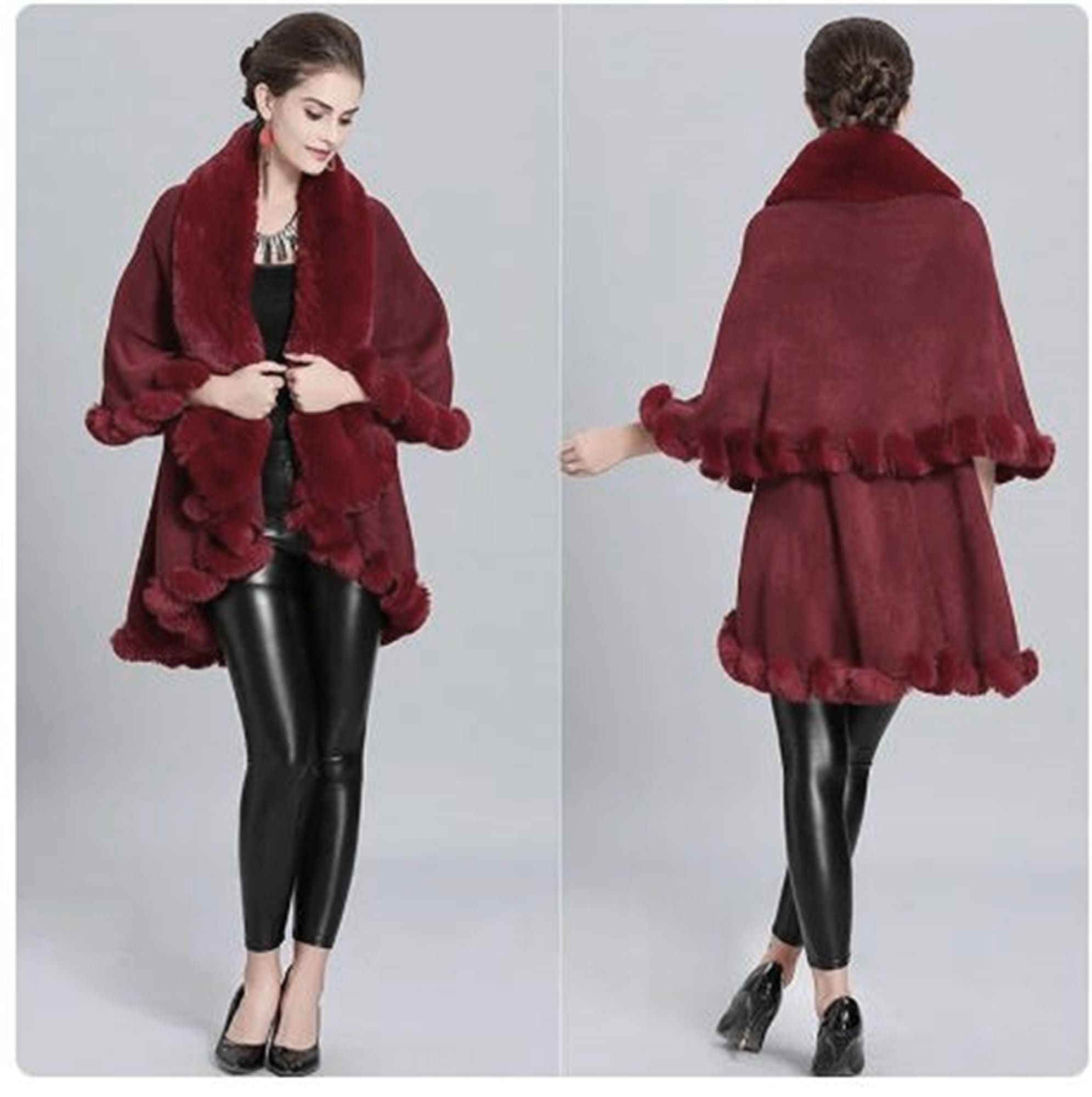 Faux Fur Cape-cape-capes-cashmere Capes-cashmere Cape With Fur Trim ...