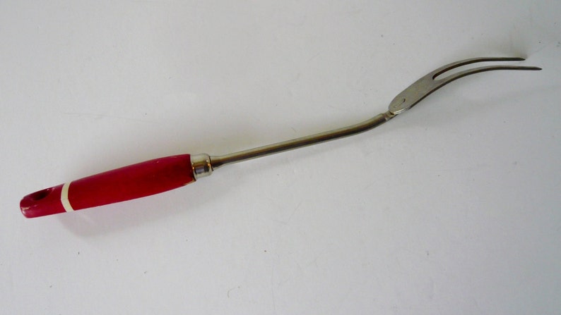 EKCO Meat Fork Vintage A&J Red Wooden Handle Retro Cooking - Etsy