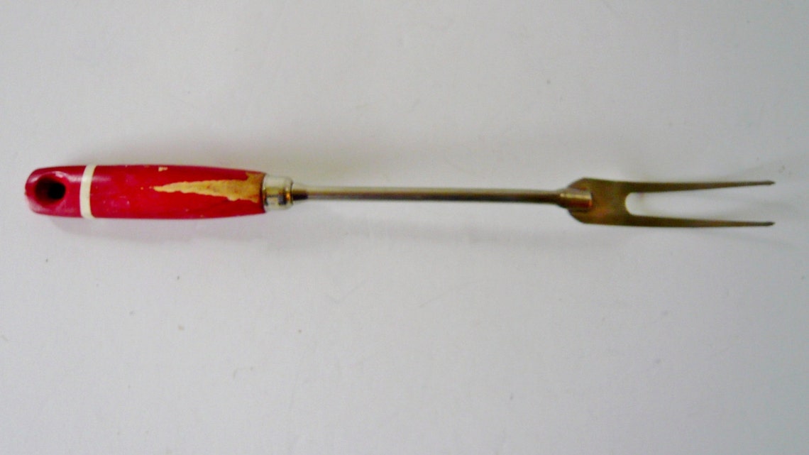 EKCO Meat Fork Vintage A&J Red Wooden Handle Retro Cooking - Etsy
