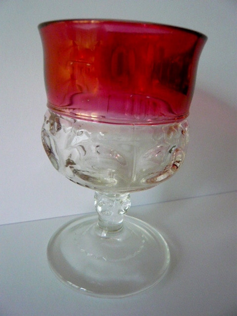 Indiana Glass Kings Crown Thumbprint Ruby Flash Cranberry 4 - Etsy