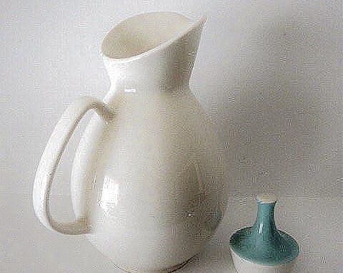 Vintage USA Pottery White Ceramic Coffee Carafe Server With Blue Lid ...
