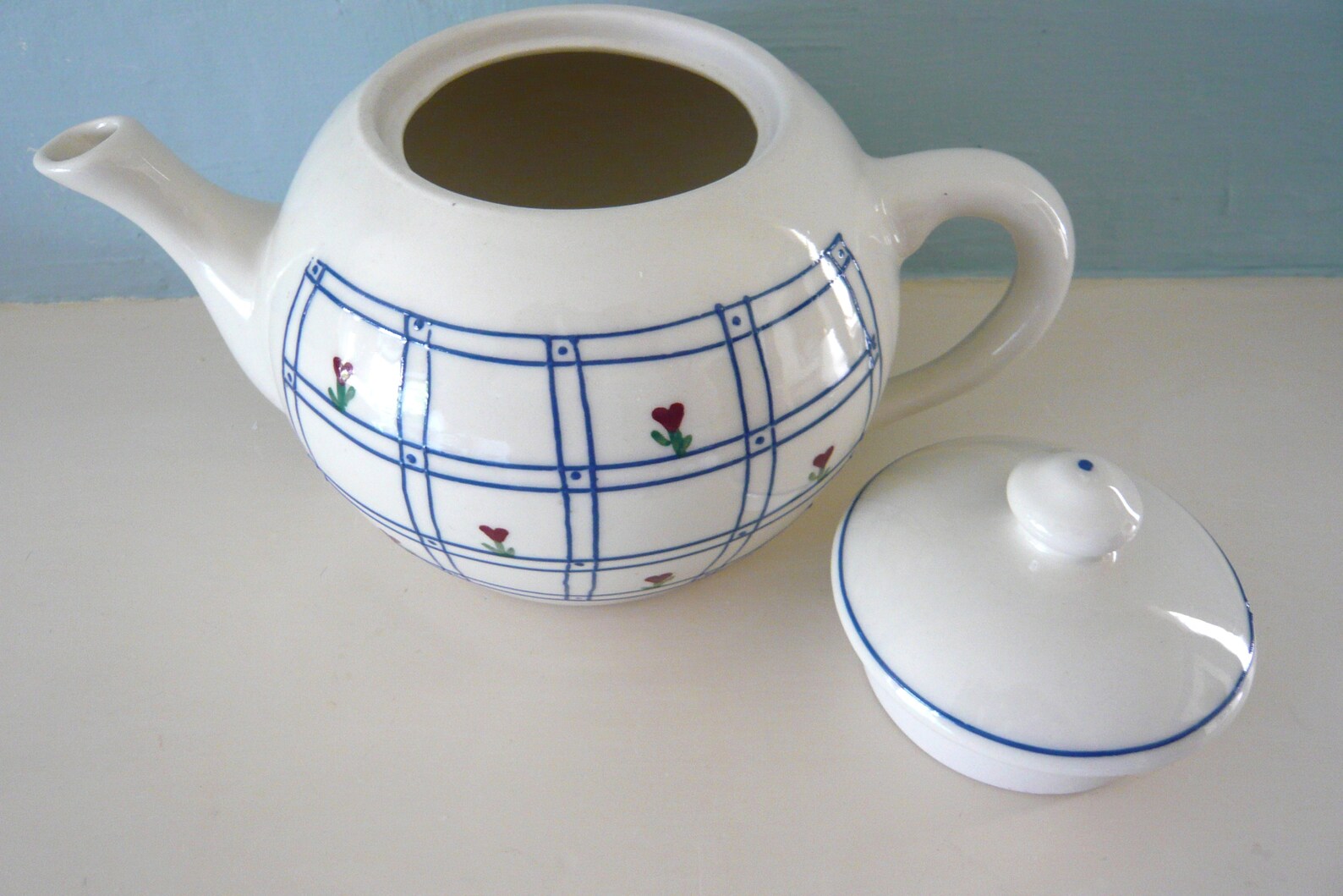 Hartstone Windowpane Stoneware Large Lidded Teapot Vintage Artist ...