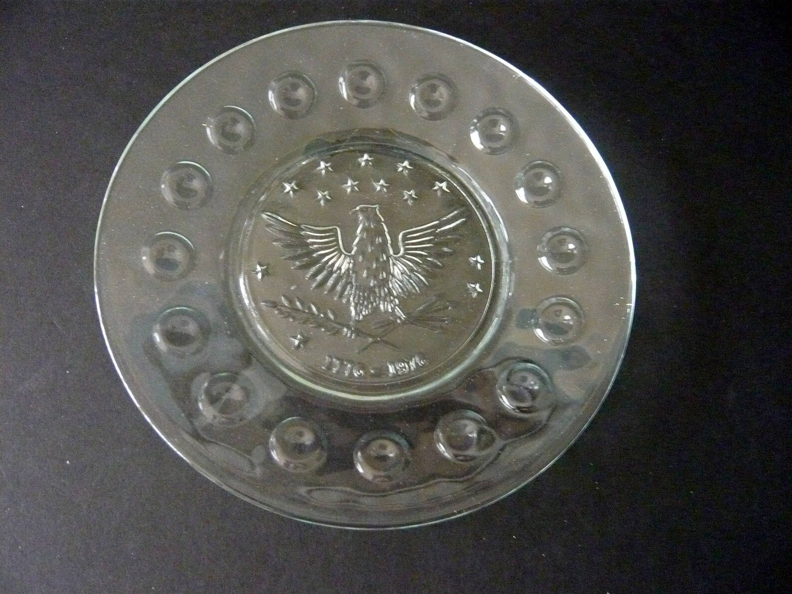 Set of Four Bicentennial Plates 1776 - 1976 8" Diameter Clear Glass ...