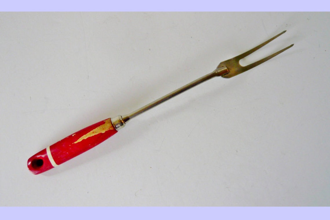 EKCO Meat Fork Vintage A&J Red Wooden Handle Retro Cooking - Etsy