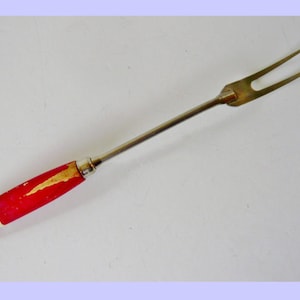 EKCO Meat Fork Vintage A&J Red Wooden Handle Retro Cooking Utensil - Etsy