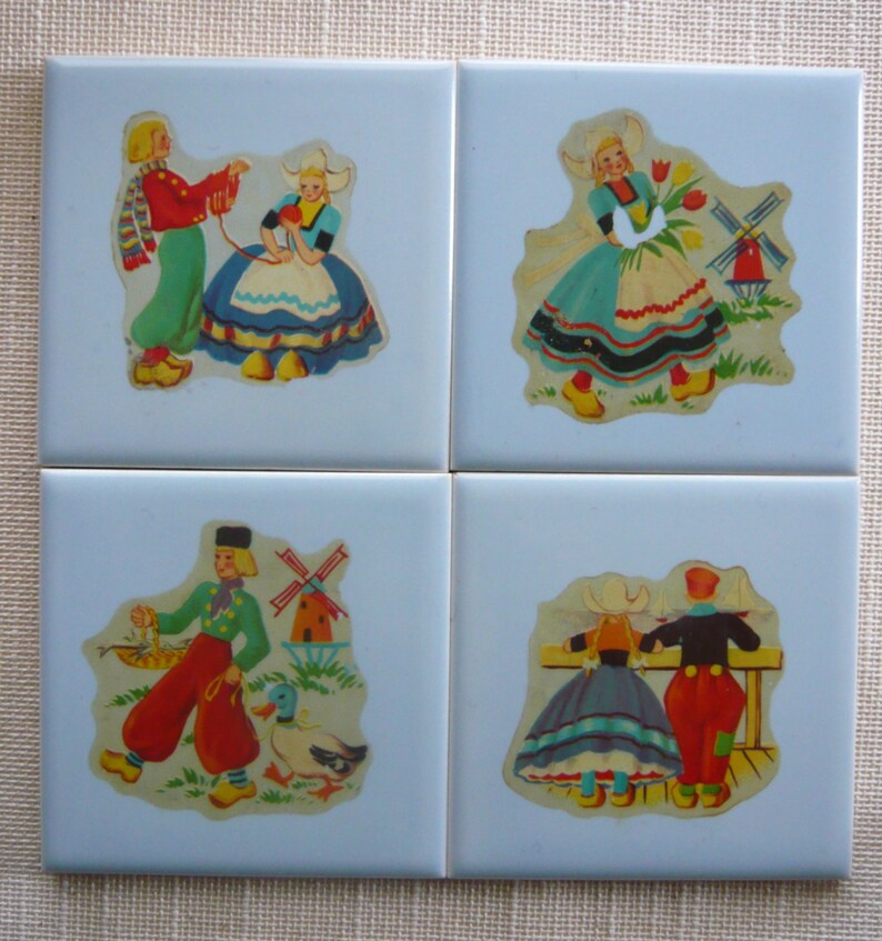 Vintage Tiles With Old Dutch Scenes Set of Four - Etsy