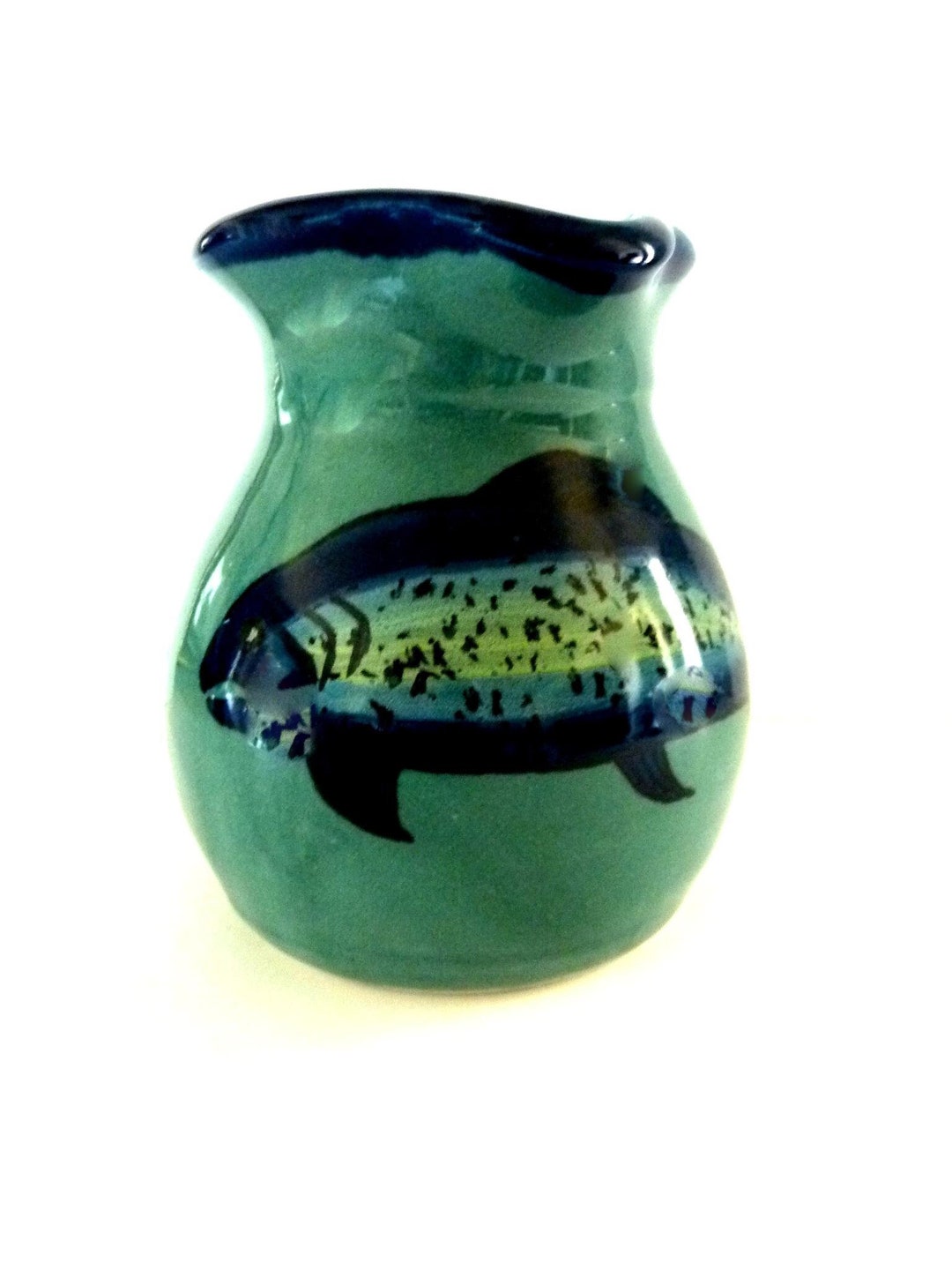 Pitcher Moonfire Pottery Studio Art Rainbow Trout - Etsy